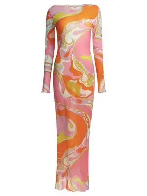 Emilio Pucci Orchidee Printed Long Dress - Multicolor