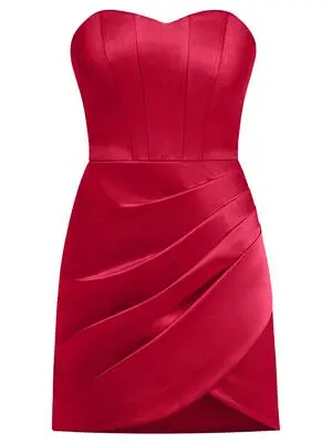 TIA DORRAINE Strapless Sweetheart Corset Mini Dress - Red