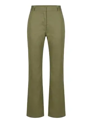 GUILLAUME ALEXANDRE High Waisted Tulip Embroidered Pants - Green