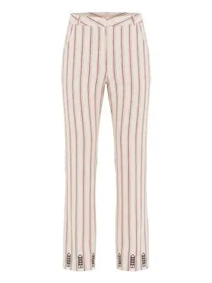 GUILLAUME ALEXANDRE High-waisted Striped Straight Leg Pants - Red
