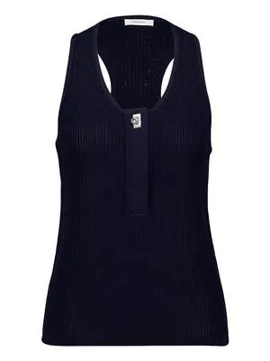 FERRAGAMO Navy Knitted Racer Back Top - Blue