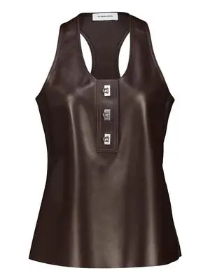 FERRAGAMO Espresso Nappa Leather Racer Back Vest - Brown