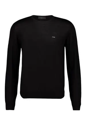 Prada Superfine Wool Crewneck Pullover - Black