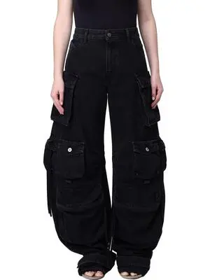 Attico Cotton Denim Cargo Jeans - Black