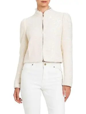 TWINSET Bouclé Jacket With Sequins And Embroidery - Pearl