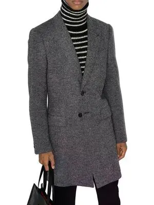 Dolce & Gabbana Wool Plaid Pattern Single-breasted Tailored Coat - Grey