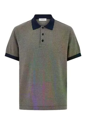 FERRAGAMO Short-sleeve Micro-check Polo - Neutrals