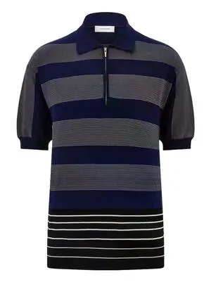 FERRAGAMO Polo Shirt With Zip Collar - Blue
