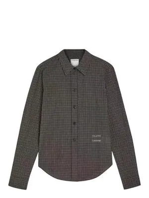 Calvin Klein Check-print Logo Embroidered Shirt - Black