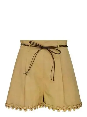 Zimmermann Belted Floral-trim Shorts - Orange