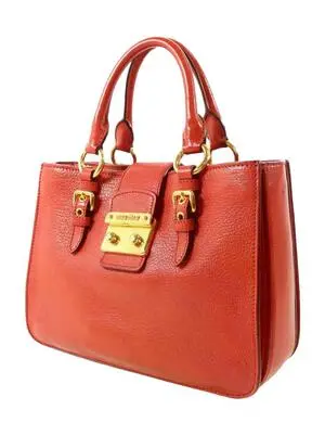 Miu Miu Buckled Leather Shoulder Bag - Orange