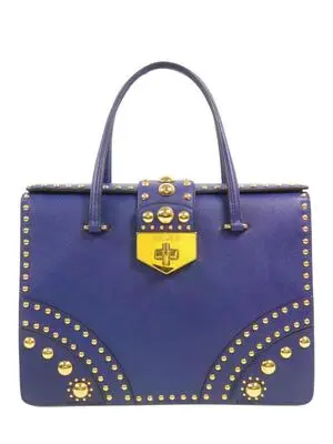 Prada Studded Leather Tote Bag - Blue