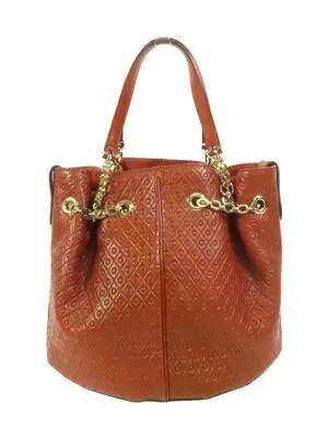 TOD'S Embossed Leather Bucket Bag - Brown