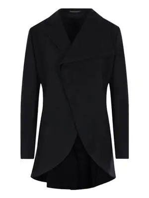 Yohji Yamamoto Asymmetrical Jacket With Hidden Snaps And Back Vents - Black