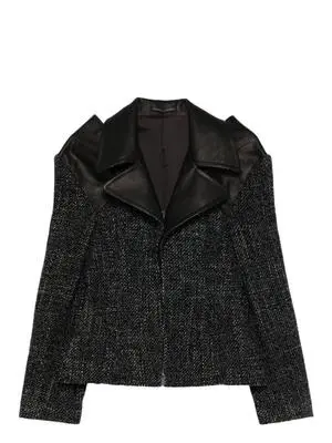 Yohji Yamamoto Textured Jacket With Wide Lapel And Cutout Detail - Black