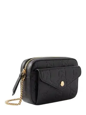 Gucci Gg Embossed Mini Shoulder Bag - Black