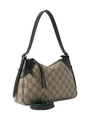 Gucci Gg Emblem Small Shoulder Bag - Beige And Dark Brown