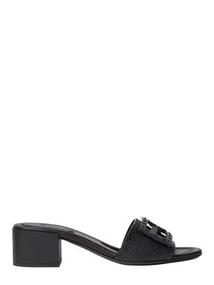 Fendi Baguette 45mm Heeled Slides - Black