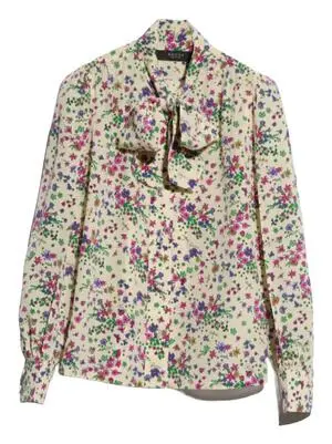 GUCCI Gucci Printed Silk Shirt With Bow Detail
