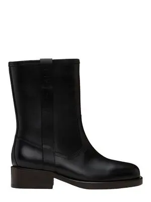 A.p.c. Round Toe Ankle Boots - Black