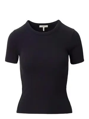 RAG  BONE Rag & Bone Ribbed Crewneck Short-sleeve T-shirt - Black