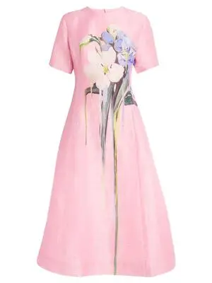 LEO LIN Caroline Floral Midi Dress - Pink