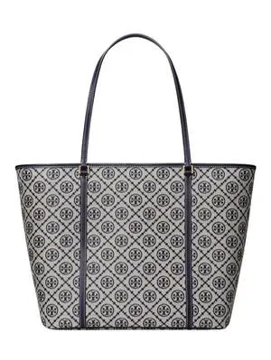 Tory Burch T Monogram Zipped Tote Bag - Navy