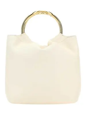 Valentino Garavani Ivory Leather Bucket Bag With Golden Metal Hoop Handle - White