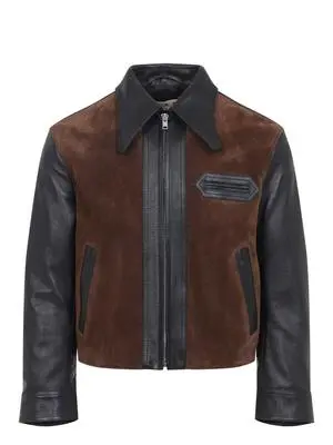 Marni Two-tone Leather And Suede Jacket - Black