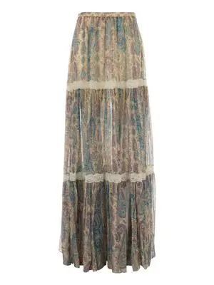 Etro Printed Crepe Tiered Maxi Skirt - Multicolor