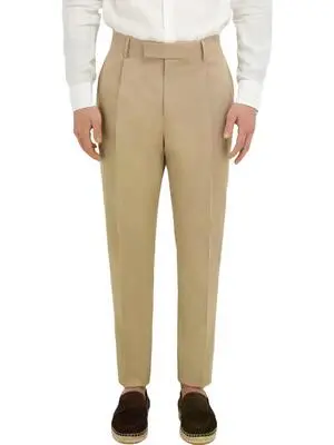 FERRAGAMO Silk And Wool Tailored Trousers - Neutrals