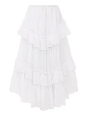 Chloé Ruffled Cotton Maxi Skirt - White