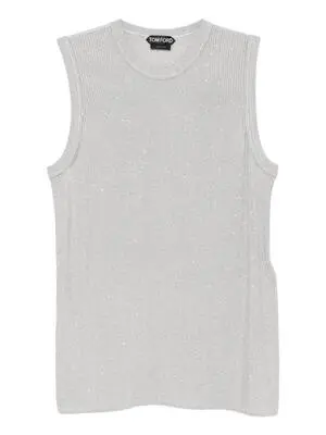 TOM FORD Sleeveless Crewneck Sequin Knit Top - Multicolor
