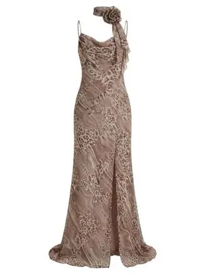 BLUGIRL Blugirl Leopard/Cheetah Print Maxi Dress With Halter Neck And Open Back
