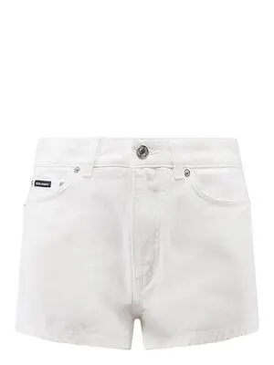 Dolce & Gabbana White Cotton Denim Shorts - Multicolor