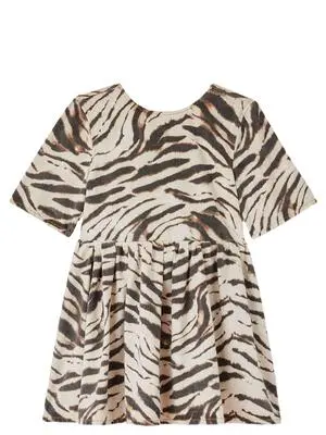 GANNI Zebra Print Cotton Mini Dress - Multicolor