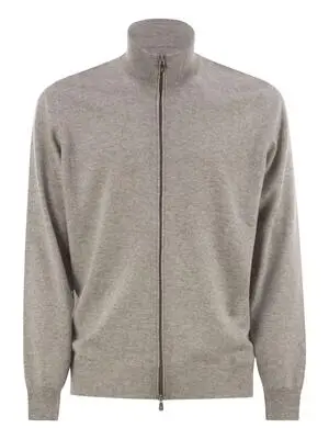 Brunello Cucinelli High-necked Zip-up Cashmere Cardigan - Multicolor