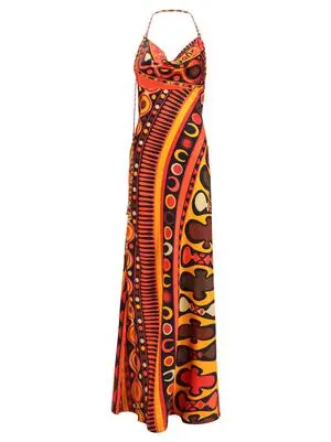 Emilio Pucci Long Silk-blend Printed Halterneck Dress - Multicolor