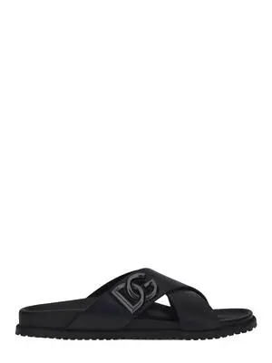 Dolce & Gabbana Leather Criss-cross Strap Sandals - Black