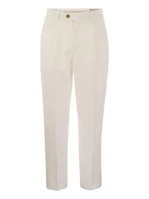 Brunello Cucinelli BRUNELLO CUCINELLI Leisure Fit Linen Trousers With Darts Cream