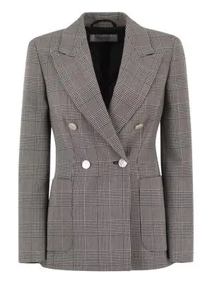 MAX MARA Max Mara Accordo Double-Breasted Prince Of Wales Virgin Wool Blazer