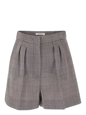 Max Mara Max Mara Prince Of Wales Check Tailored Virgin Wool Shorts Multicolor