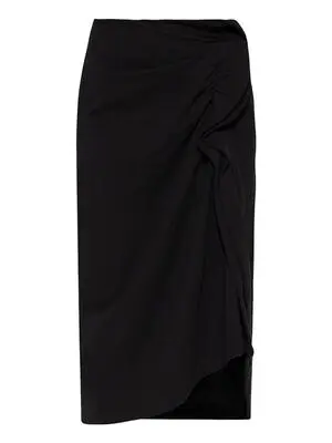 Dries Van Noten Black Elasticated Waistband Asymmetric Hem Midi Skirt - Multicolor