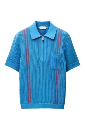 Versace Embroidered-logo Cotton Knit Polo Shirt - Blue