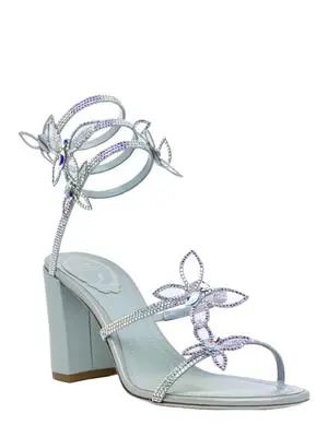 Rene Caovilla 80mm Crystal-embellished Floral Sandals - Grey