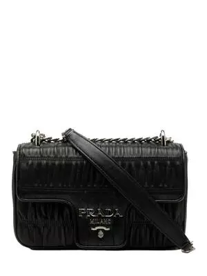 Prada Nappa Gaufre Chain Flap Crossbody Bag - Black