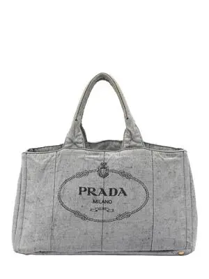 Prada Large Canvas Canapa Logo Satchel - Grey
