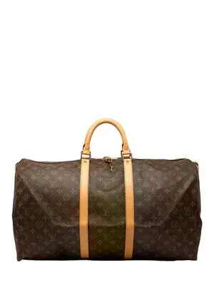 LOUIS VUITTON Monogram Keepall 55 Travel Bag - Brown