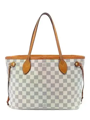 LOUIS VUITTON Damier Azur Neverfull Pm Tote Bag - White