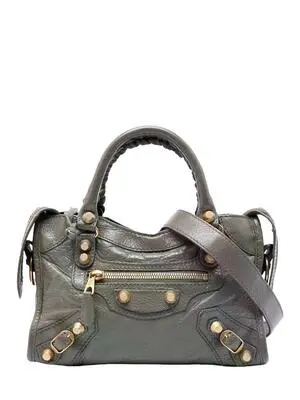 Balenciaga Mini Lambskin Leather City Satchel - Grey